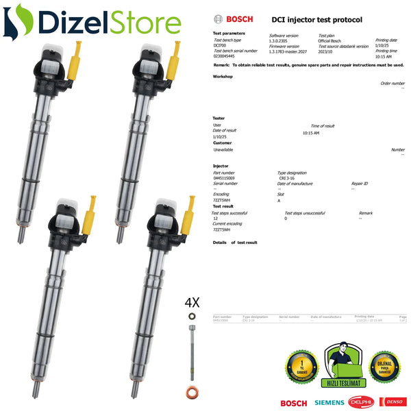 4x 0445115069 Bosch Enjektör Mercedes-Benz 311 CDI 2.1 A6460701487 ...